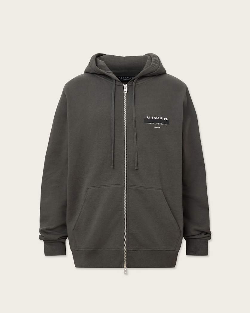 Redact Zip Up Hoodie Washed Black | ALLSAINTS